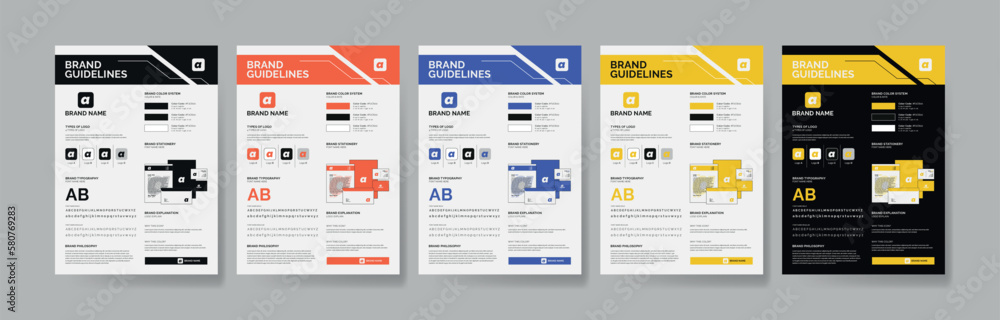 DIN A3 Brand Guideline Template Design, Brand Guideline Layout Set ...