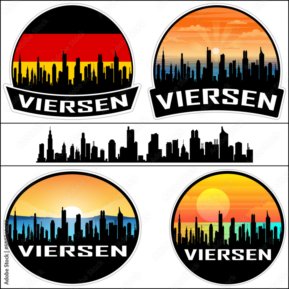 Viersen Skyline Silhouette Germany Flag Travel Souvenir Sticker Sunset ...