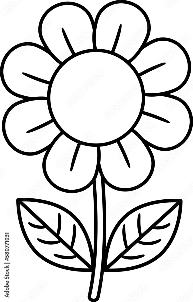 Children coloring book. Vector illustration of flower in a cartoon ...