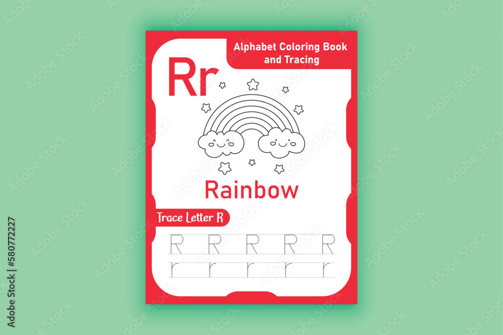 Alphabet Letter R - Alphabet Letter Tracing Worksheet R. Vector Graphic ...