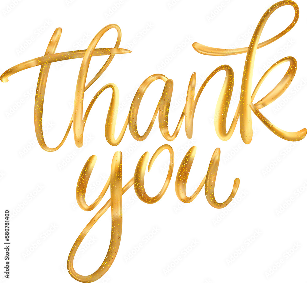 Thank you sign gold lettering appreciation typographic metallic glitter ...
