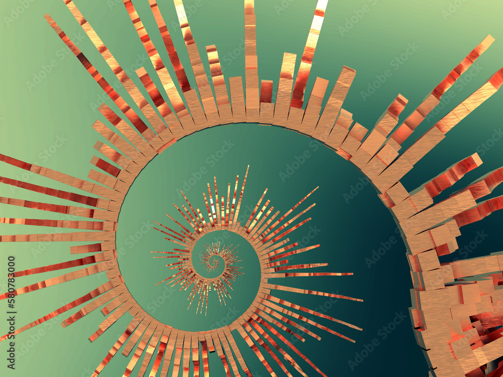 Fibonacci Spiral 3d Image Helix Framework Isolated On White
