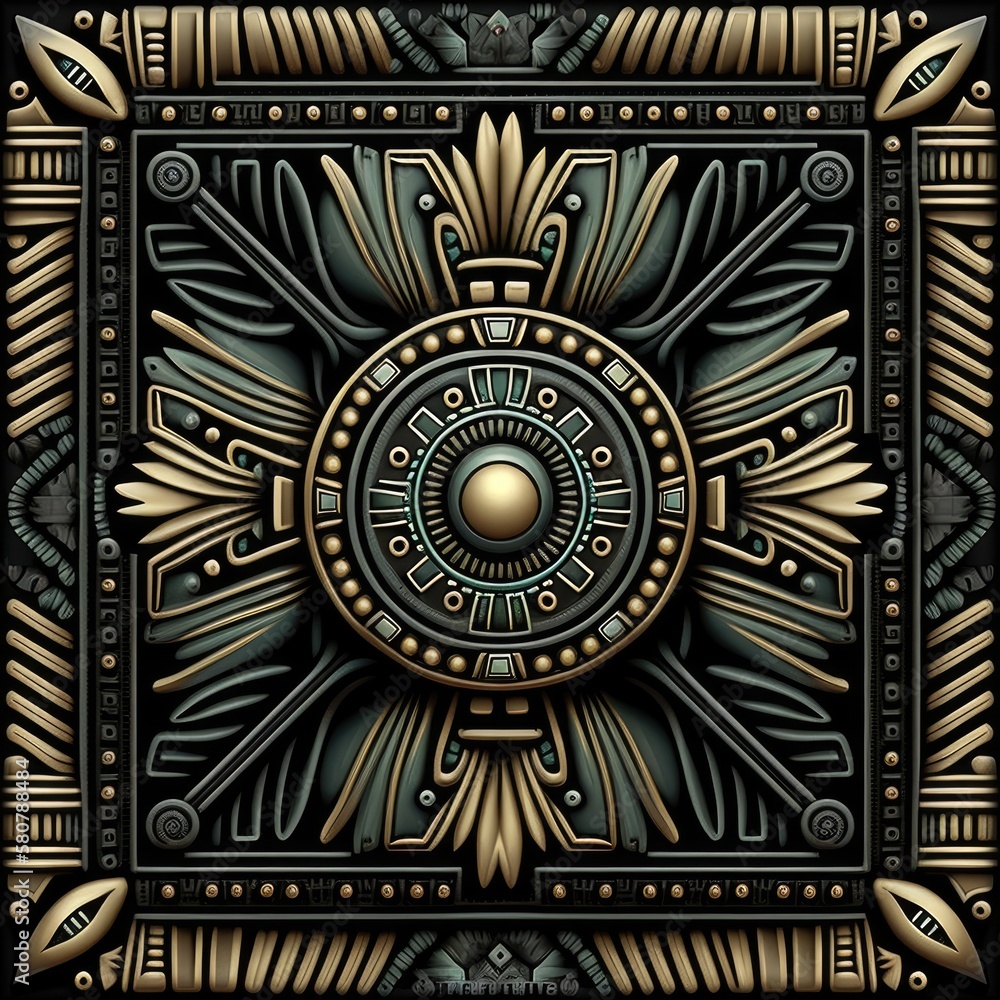 Seamless ancient Aztec metal pattern texture Stock Illustration | Adobe ...