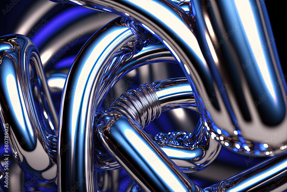 Abstract chrome pipes composition. Industry themed background with ...