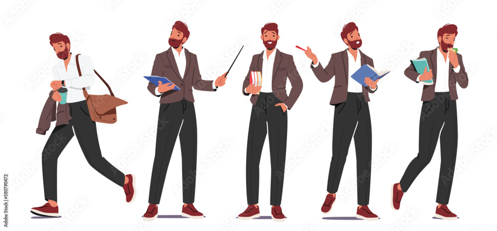 Photo & Art Print Male Teacher Depicted In Dynamic Poses With Pointer ...