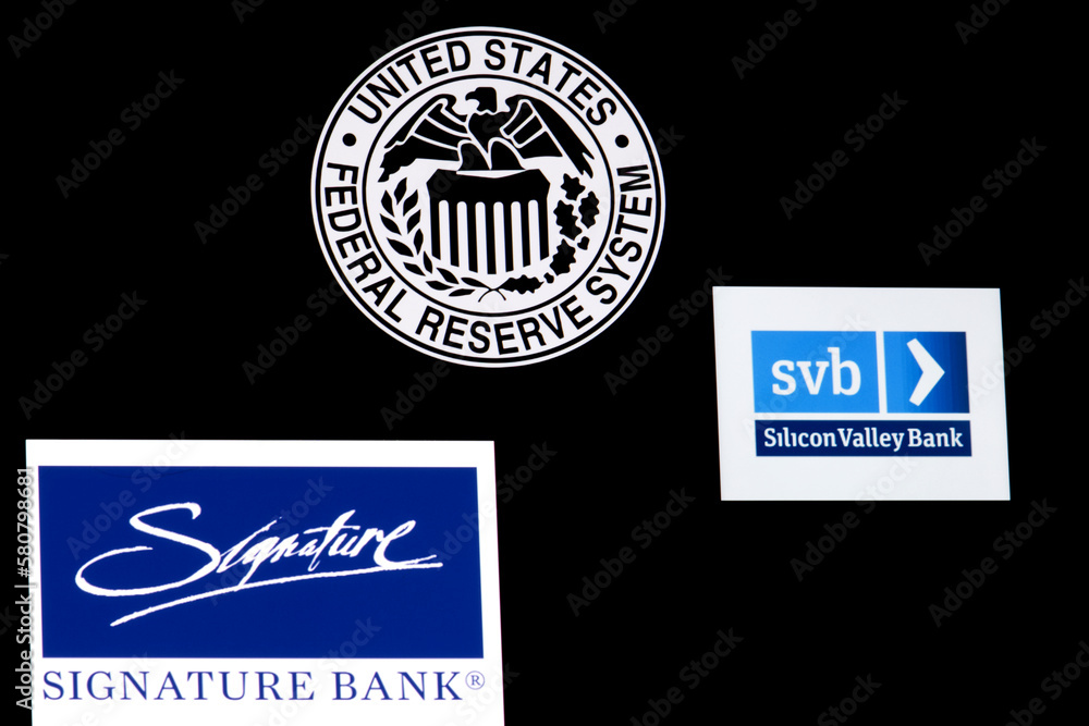 Smartphone with SVB - Silicone Valley Bank, Signature Bank and Federal ...