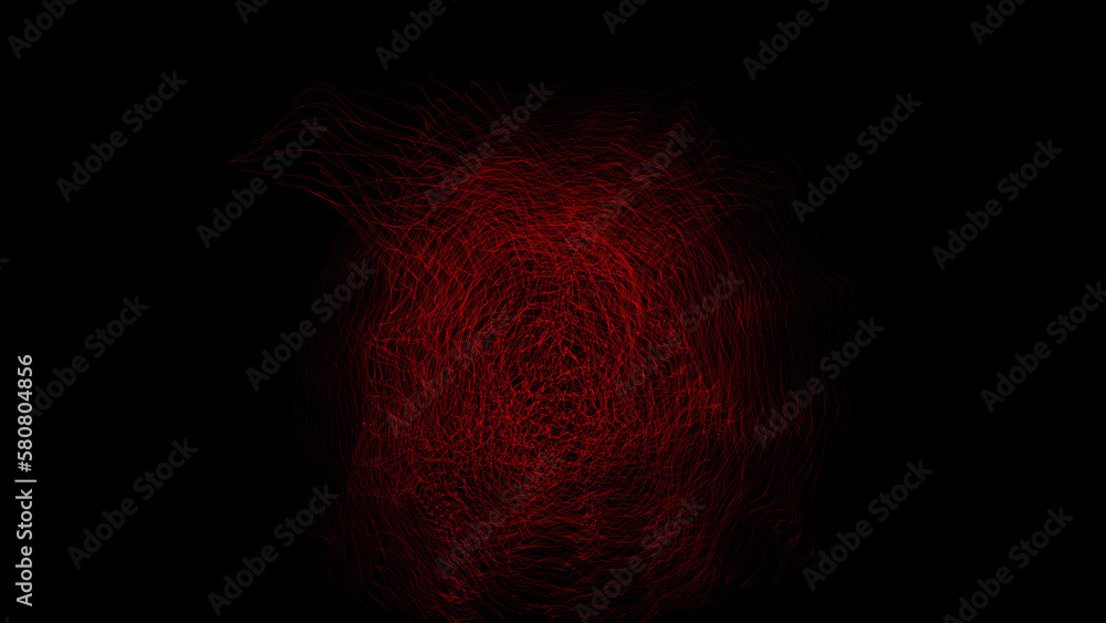 Red threads smoothly wriggle in the shape of a ball. Cosmic Tangle on ...