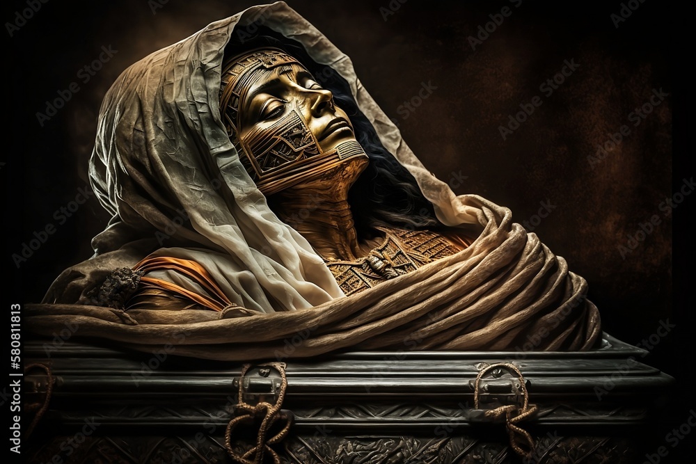 The Mysterious World of Mummies and Coffins. Generative AI Stock ...