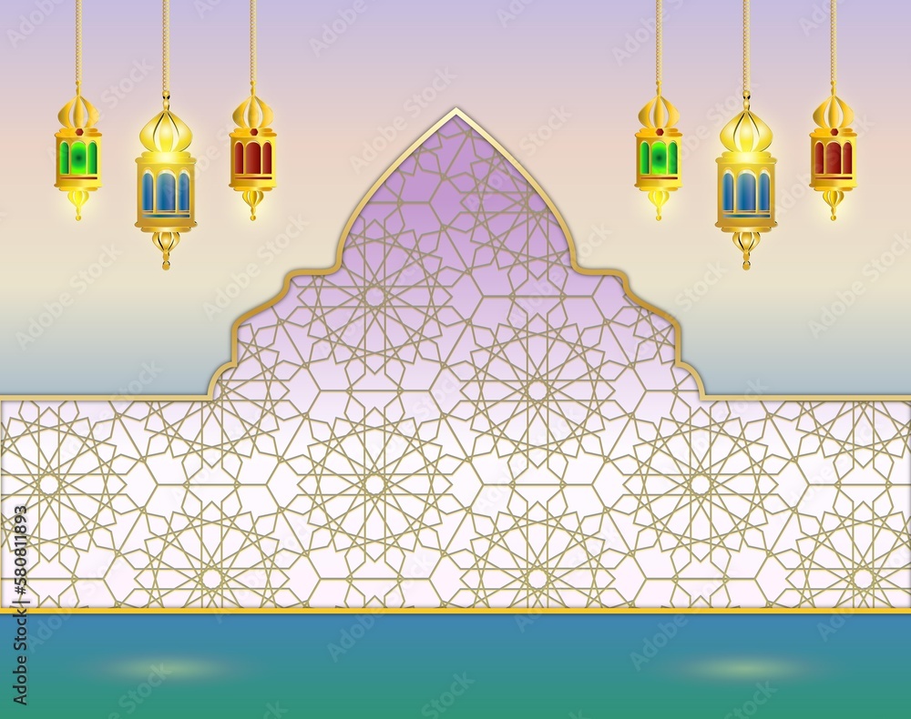 Beautiful Islamic decorative interior mosque card background design ...