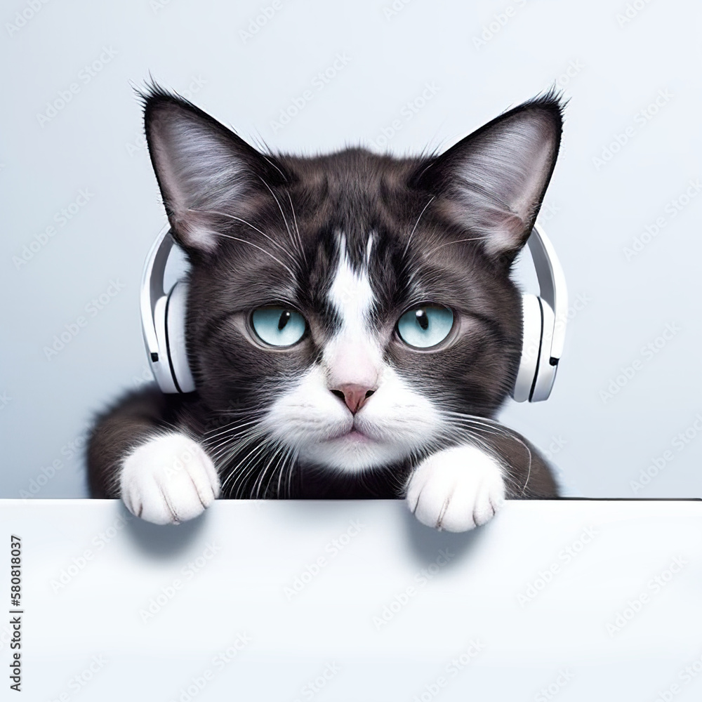 Adorable photo d'un minou paresseux aux yeux bleus fascinants reposant ...