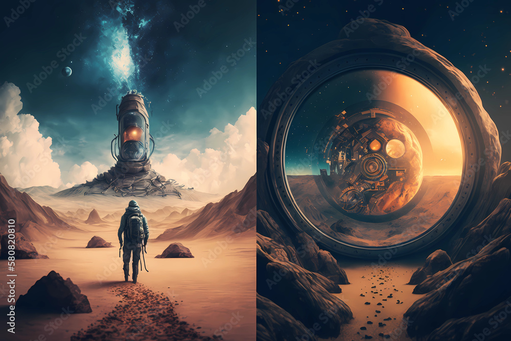 Portal to another dimension. Distorting space and time. physical ...