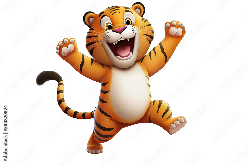 tiger cartoon isolated on transparent background Stock Illustration ...