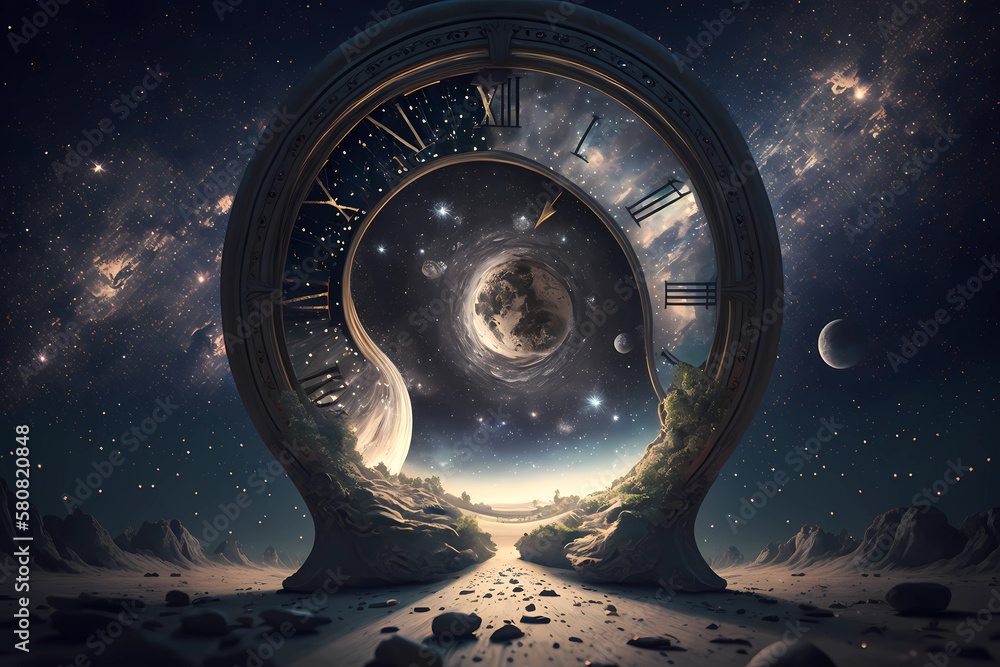 Portal to another dimension. Distorting space and time. physical anomaly. Journey to space ...