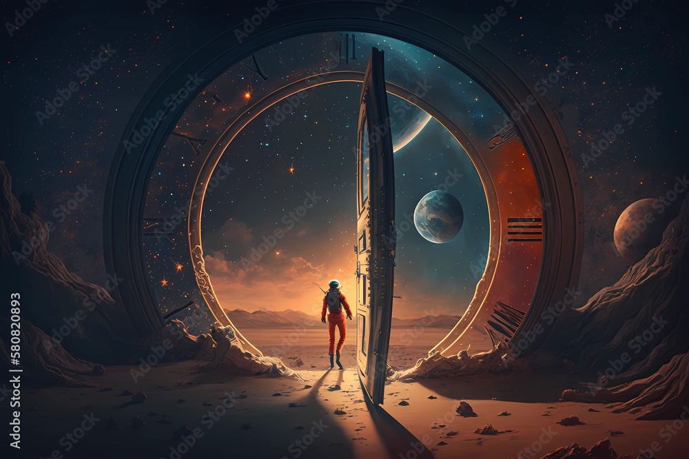 Portal to another dimension. Distorting space and time. physical ...