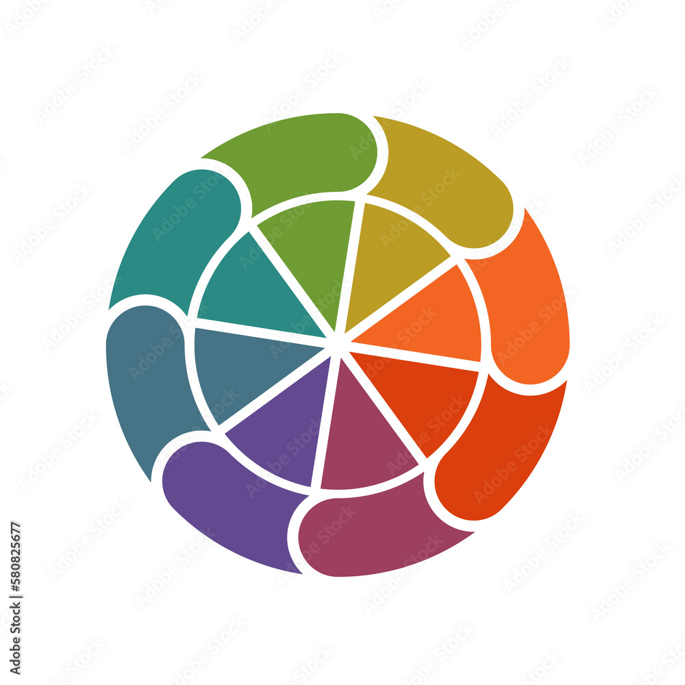Template colored pie charts and ring for Infographics circular cyclic ...