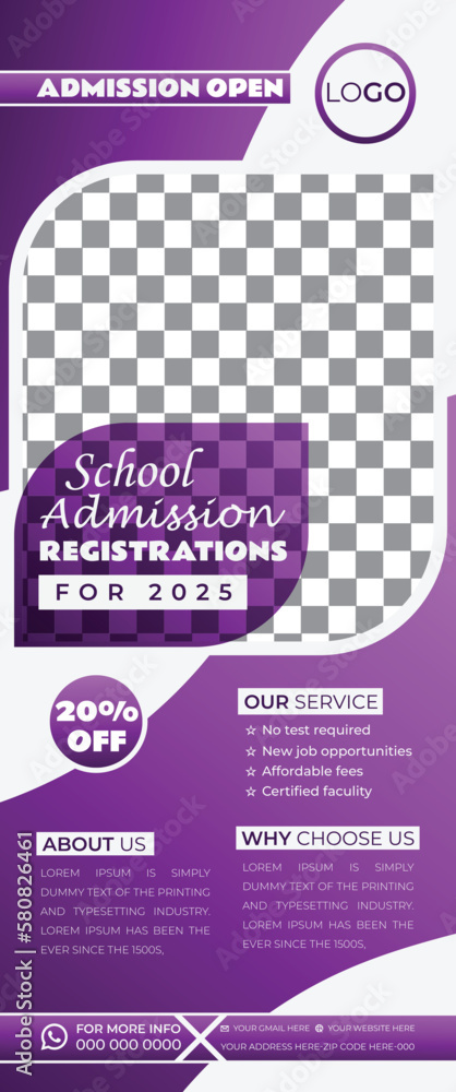 School Admission Registration Roll Up Banner Post Design Template for ...