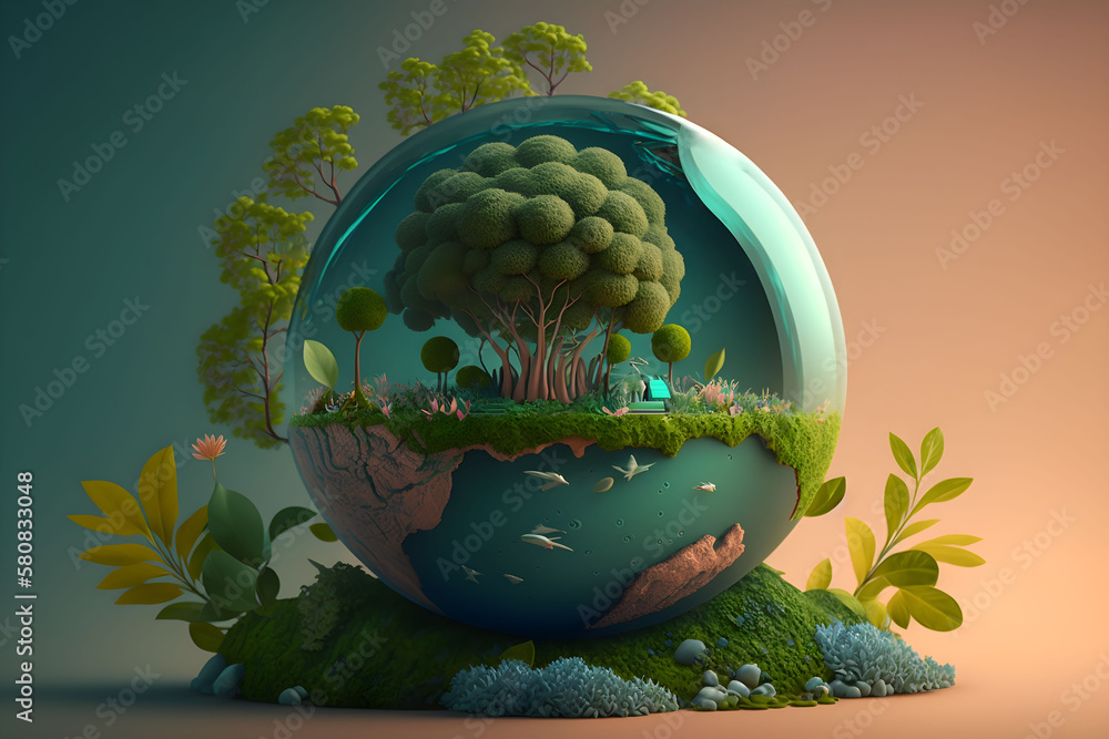 World environment and earth day concept with globe, nature and eco ...