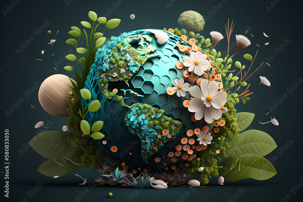 World environment and earth day concept with globe, nature and eco ...