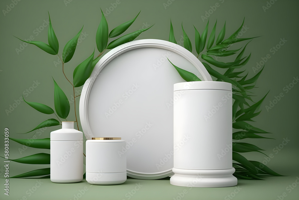 Geometric jars, 3d high poly container to show cosmetic product display ...