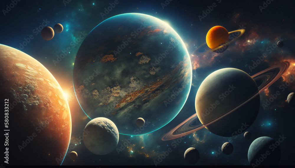 Solar system in space - Space wallpaper - Generative AI Stock ...