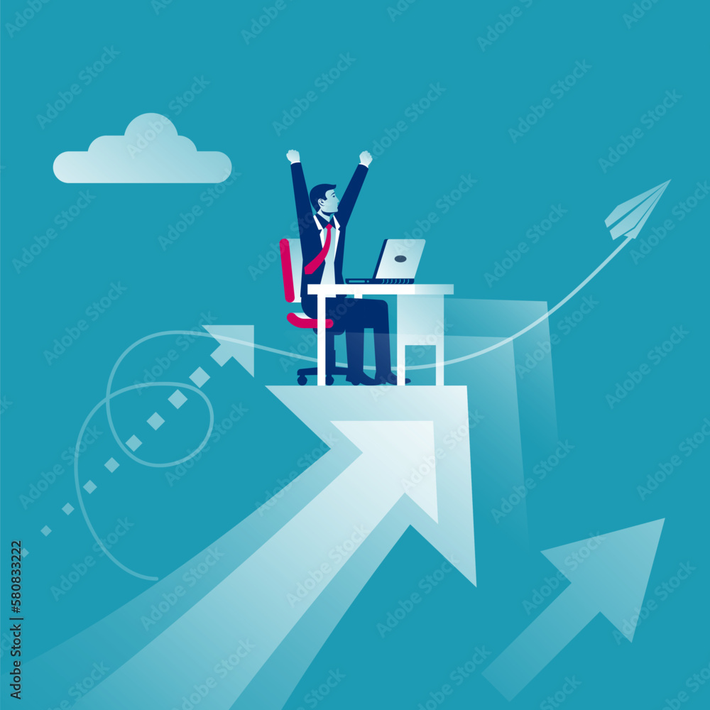 Achieving success at work. Hard work leads to career growth. Business ...