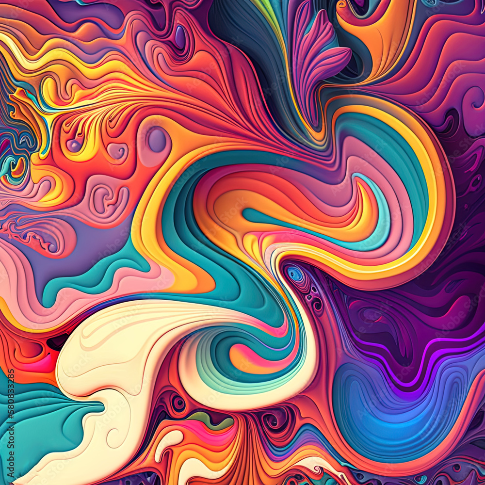 Abstract fluid art background red, pink and orange plastic colors. Ink ...