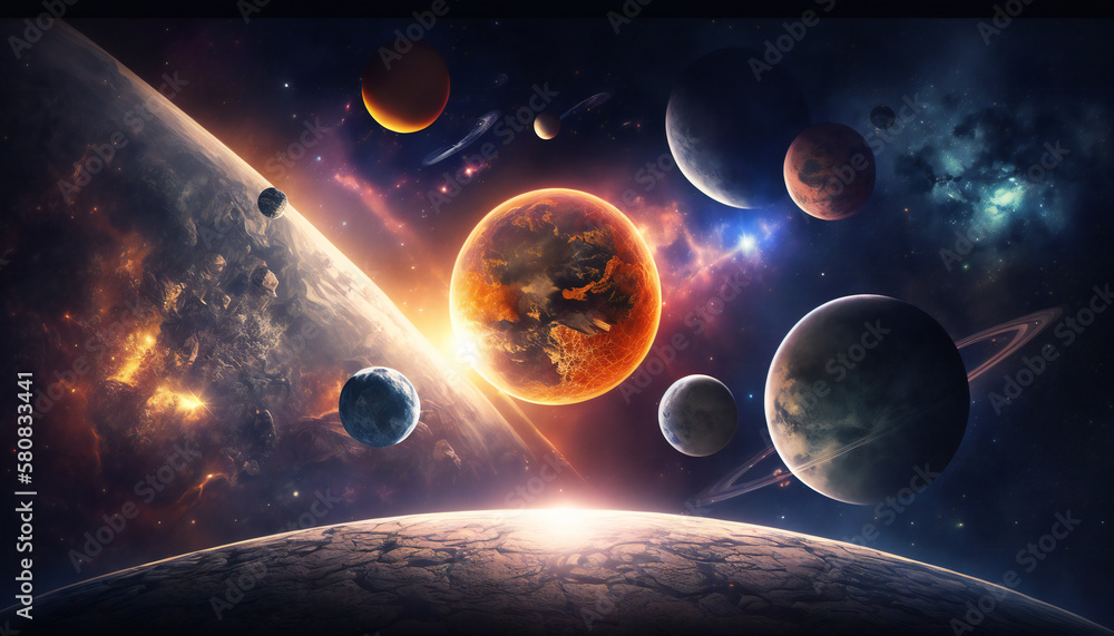Solar system in space - Space wallpaper - Generative AI Stock ...