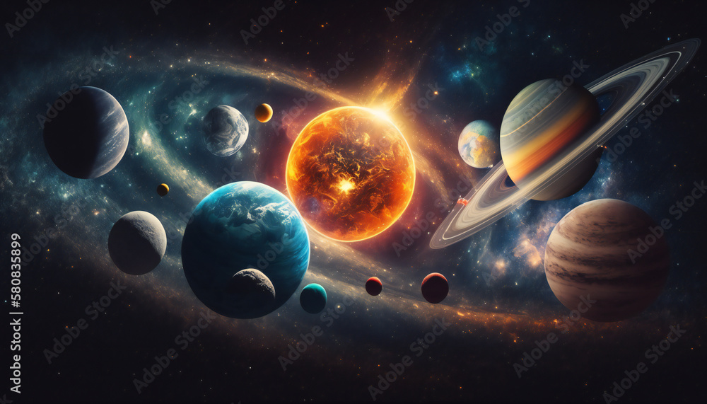 Solar system in space - Space wallpaper - Generative AI Stock ...