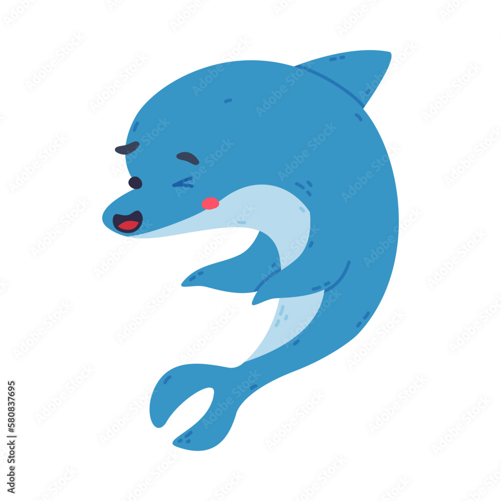 Cute dolphin winking its eye. Funny dolphinfish character cartoon ...