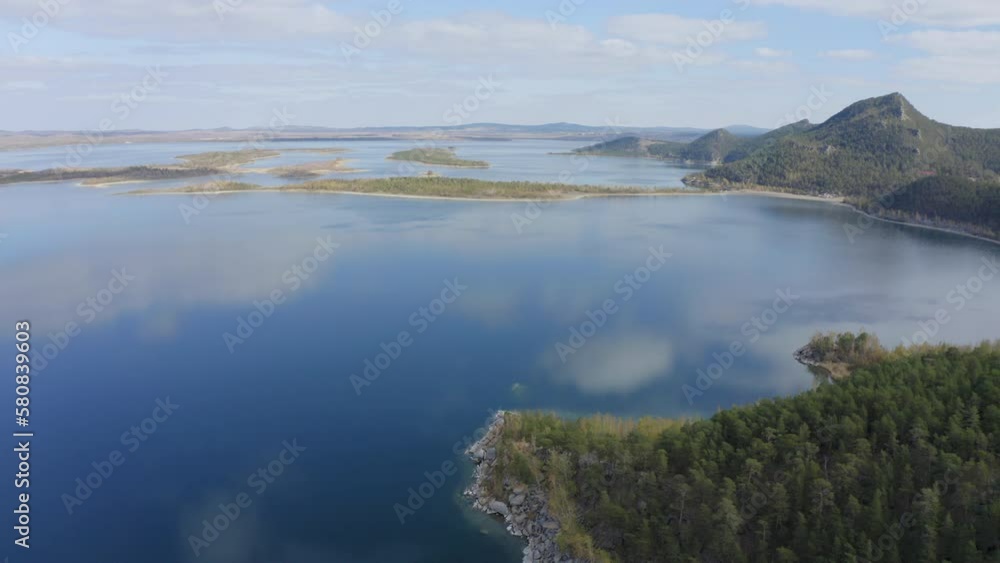 Aerial drone footage of Ulken Shabakty - Lake Great Chebachye Lake in ...