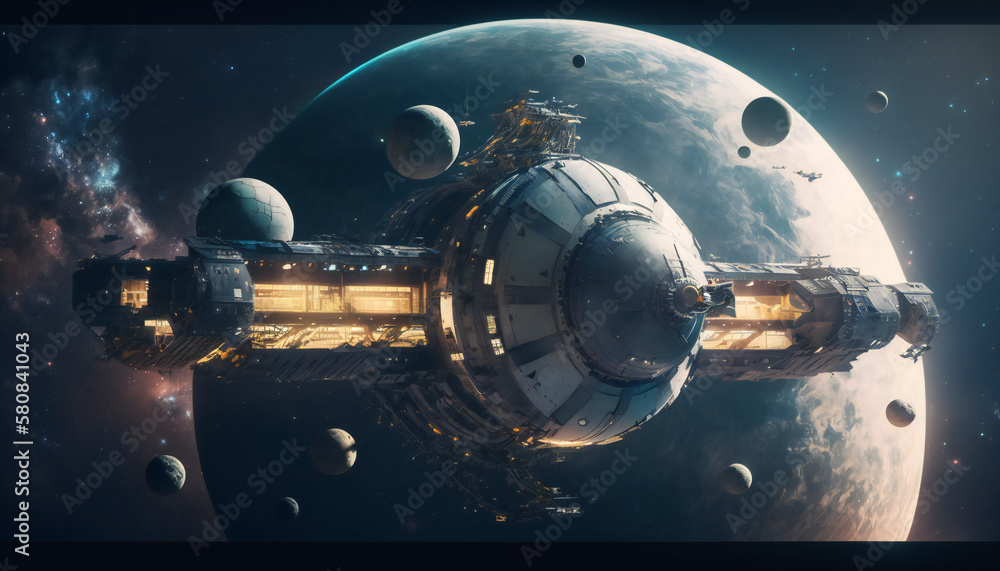 Space station in Outer space - Space wallpaper - Generative AI Stock ...