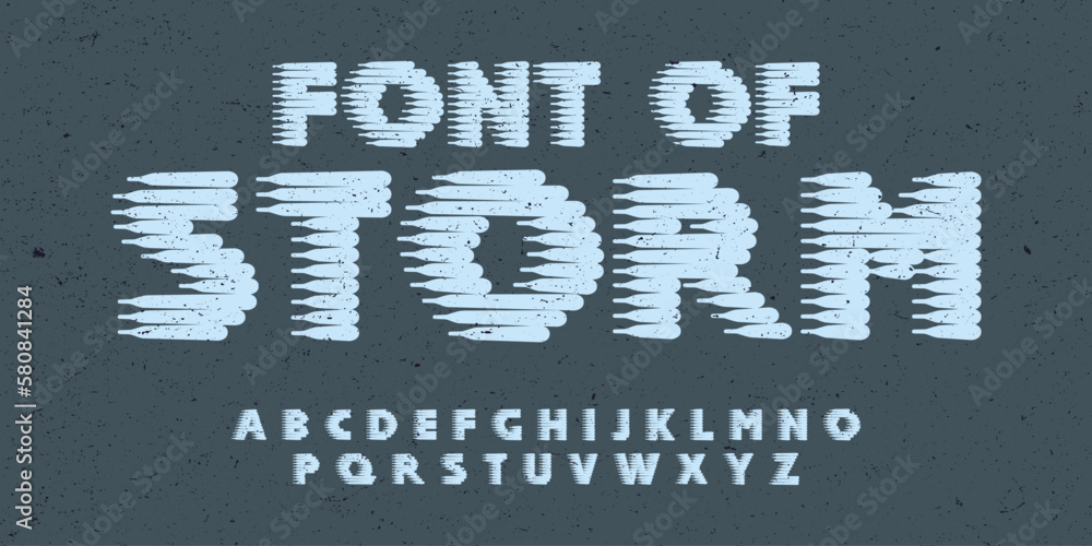 Vektorová grafika „Font of Storm. Speed style font design fonts for ...