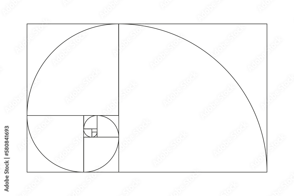 Golden proportions. Method golden section. Fibonacci array, numbers ...