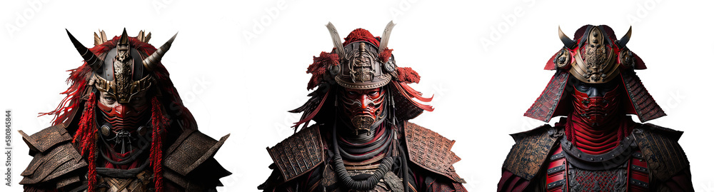 Set of samurai isolated on transparent background - Fictional Person ...