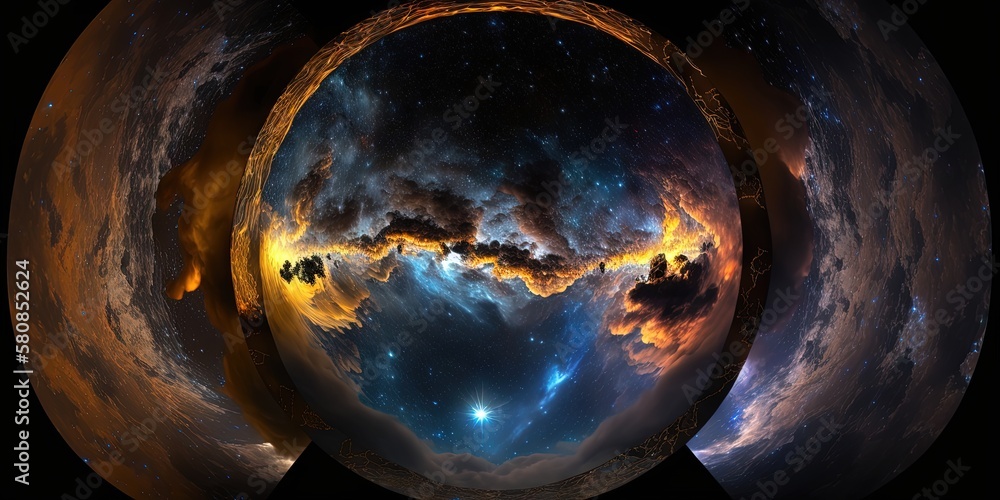 HDRI spherical panorama background with nebula, stars and environment ...