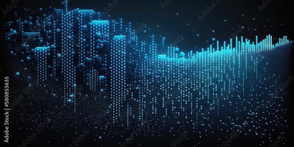 Blue abstract background with falling particles representing a stream ...