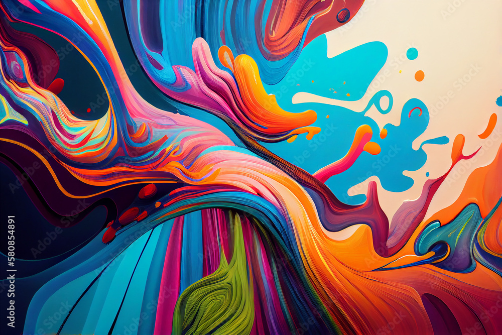 An Abstract Fluid Painting With Multiple Colors Blending Together And ...