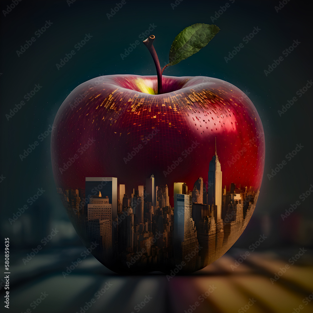 Big Apple, Manhatten, business graphic, presentation, Generative AI ...