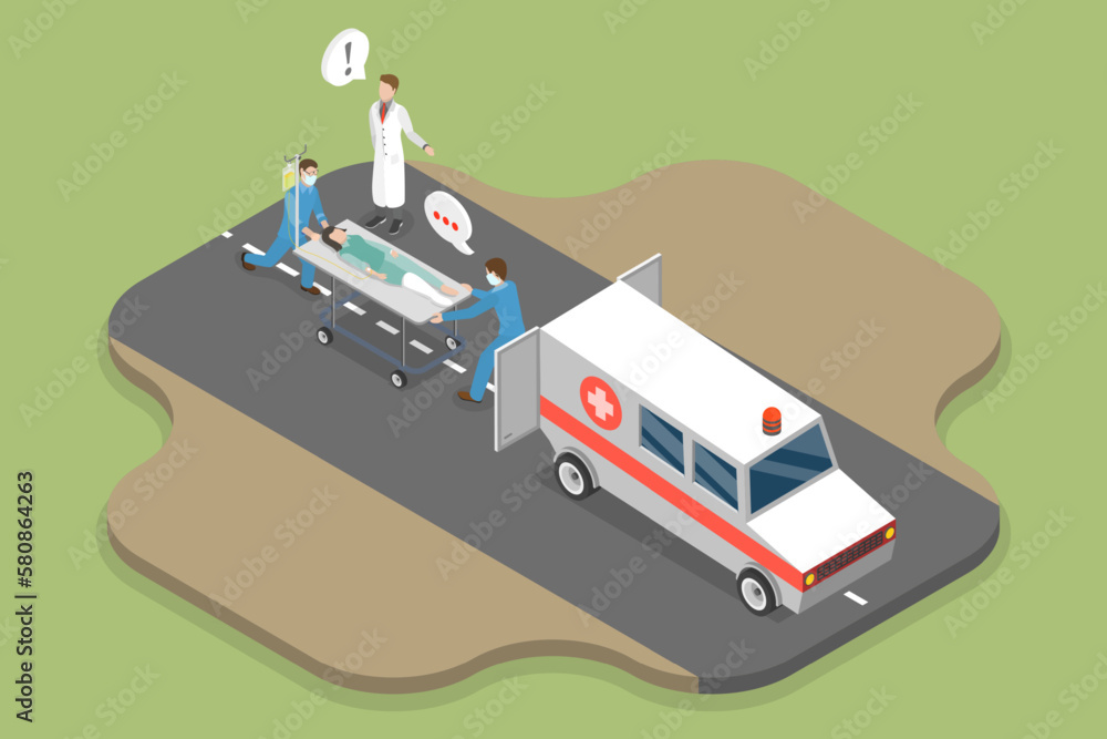3D Isometric Flat Vector Conceptual Illustration of Emergency ...