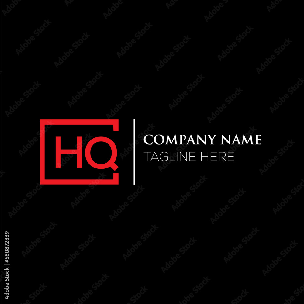 HQ letter logo design on black background. HQ creative initials letter ...