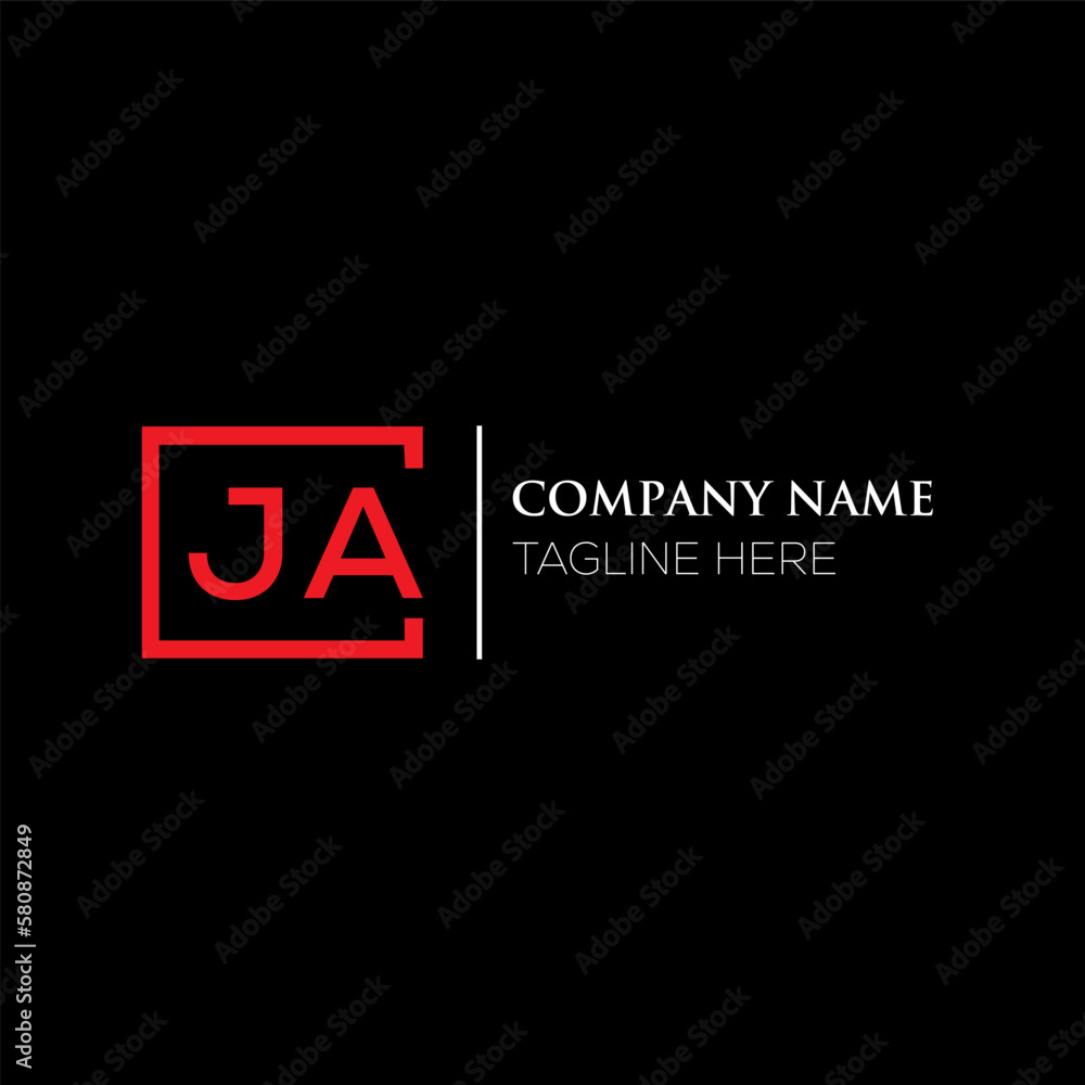 JA letter logo design on black background. JA creative initials letter logo concept. JA letter ...