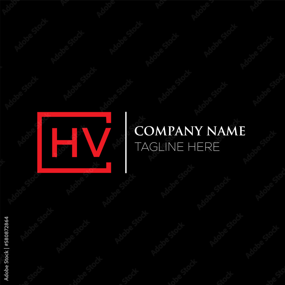 HV letter logo design on black background. HV creative initials letter ...
