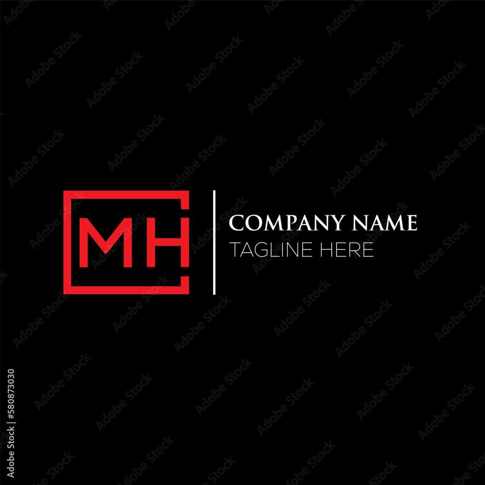MH letter logo design on black background. MH creative initials letter ...