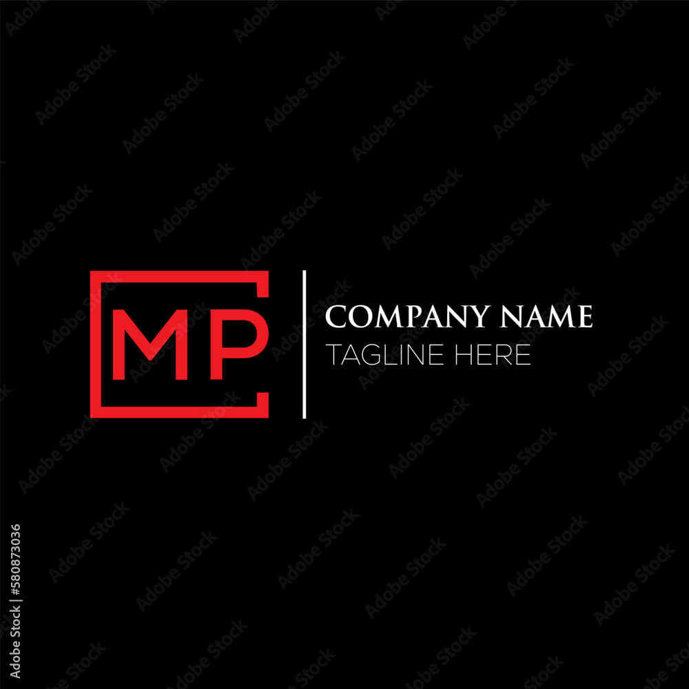MP letter logo design on black background. MP creative initials letter logo concept. MP letter ...
