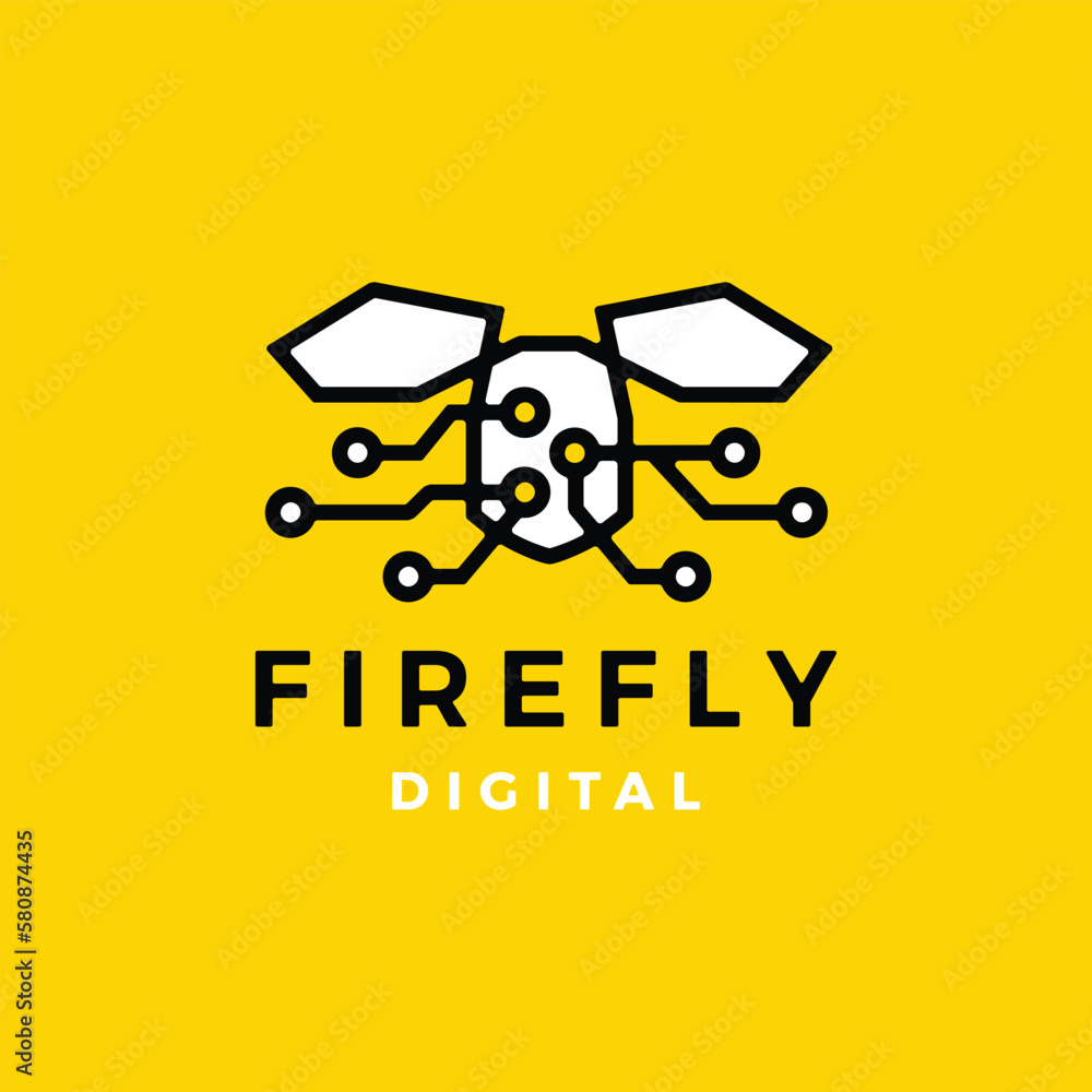 Vetor de Firefly tech electric circuit Logo Vector Icon Illustration do Stock | Adobe Stock
