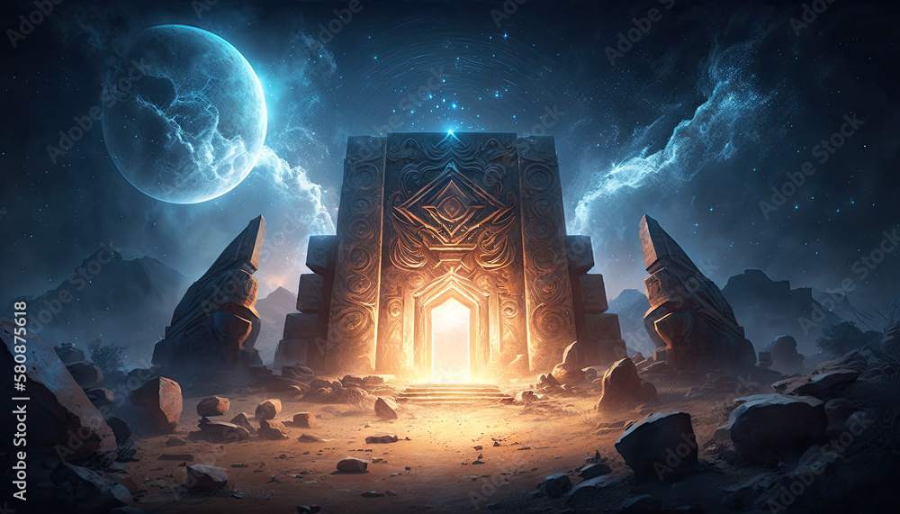 Alien Tomb with shimmering light inside sci-fi generative ai ...