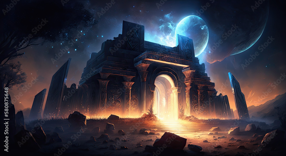 Tomb with shimmering light inside alien sci-fi generative ai ...