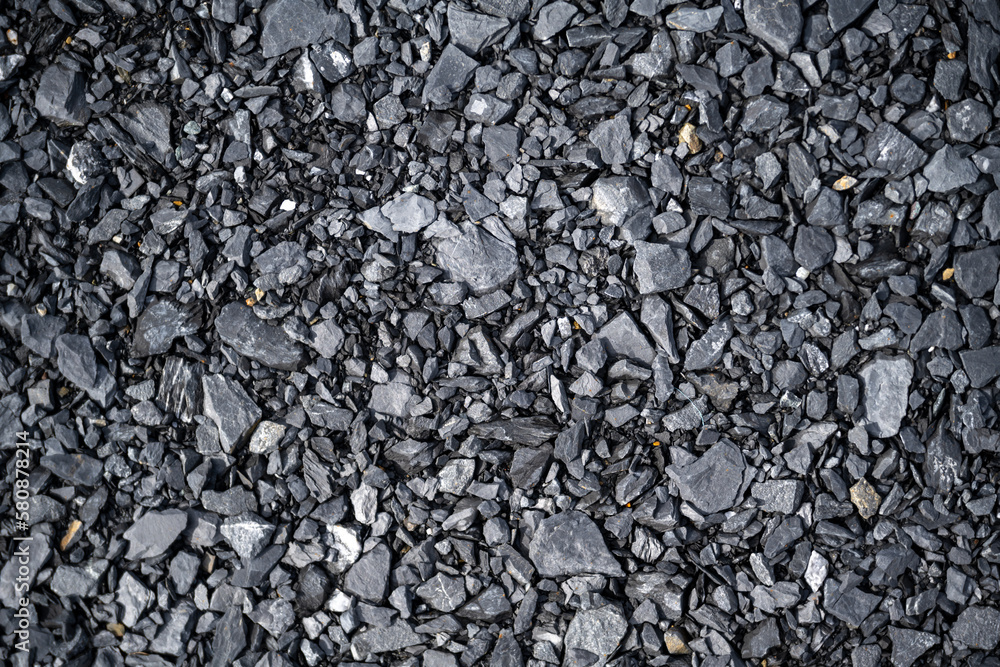 Foto de sol constitué de graviers ou de cailloux gris en calcaire do ...