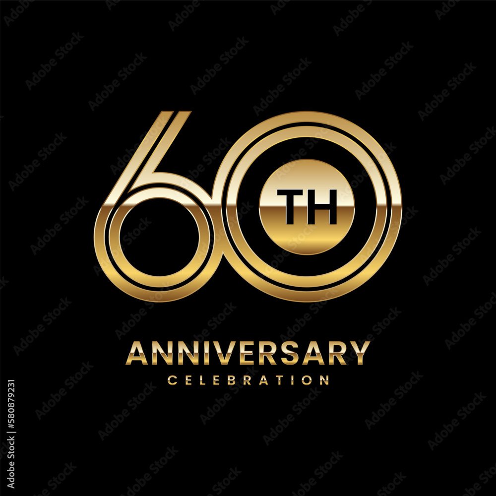 60th Anniversary. Anniversary logo design with double line concept ...