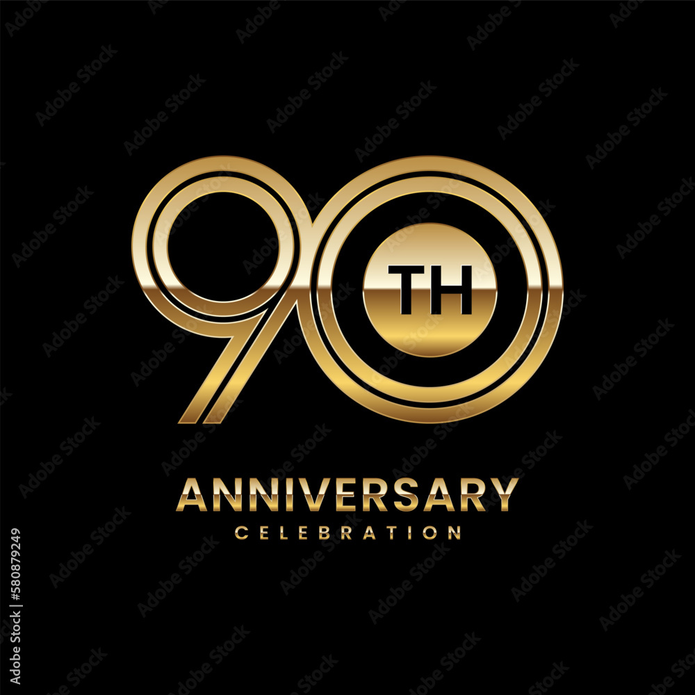 90th Anniversary. Anniversary logo design with double line concept ...
